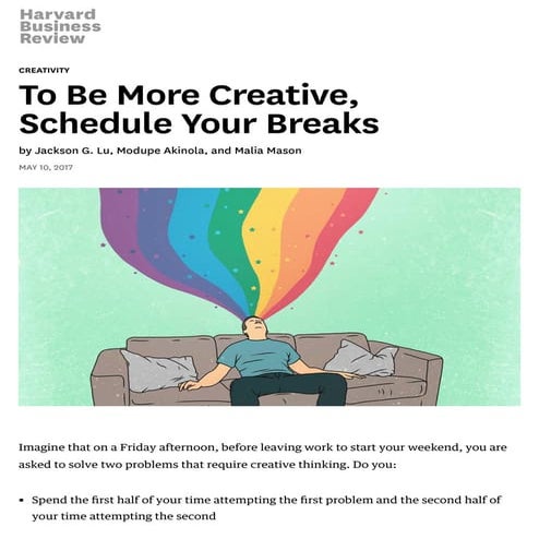 To be more creative, schedule your breaks | PDF