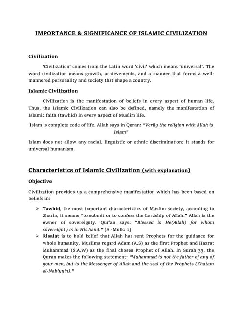 Report on Islami tehzeeb o saqafat | PDF