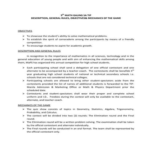 Quiz Rules for different quiz competition | PPTX