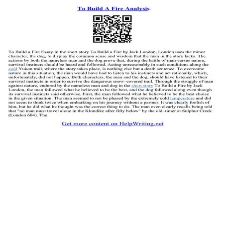 To Build A Fire Essay Questions | PDF