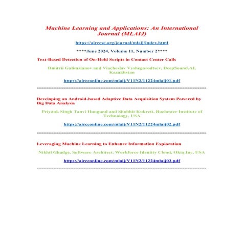 Machine Learning and Applications: An International Journal (MLAIJ) | PDF
