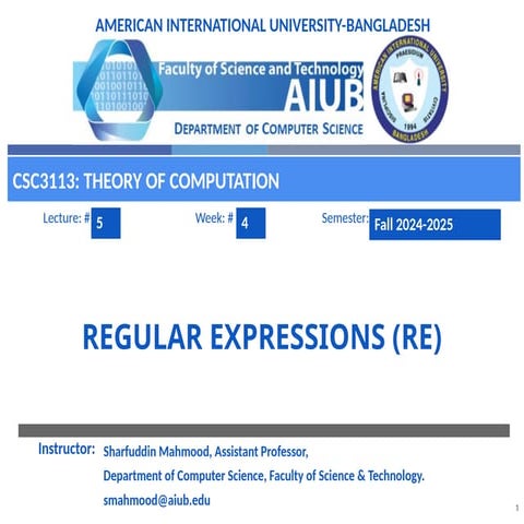 TOC-L#05.pptx Theory of Computation Lecturwe | PPTX