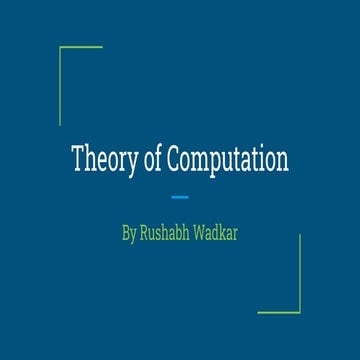Theory of Computation Introduction Session | PDF