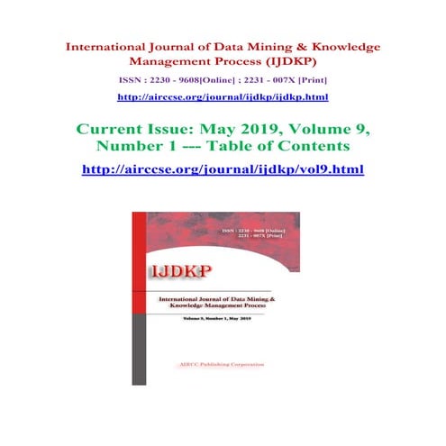 New Research Articles 2019 May Issue International Journal of Data Mining & Knowledge Management ...