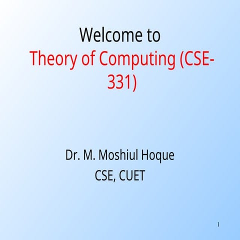 Theory of Computing Intro for CSE Engineering student | PPT