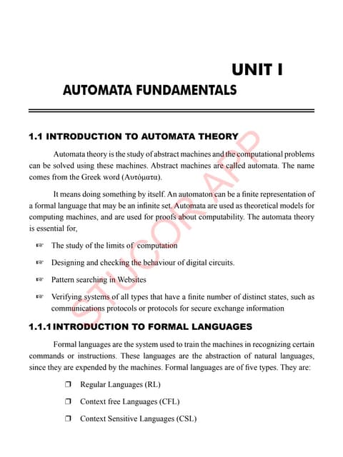 Toc 1 Introduction To Theory Of Computation Ppt