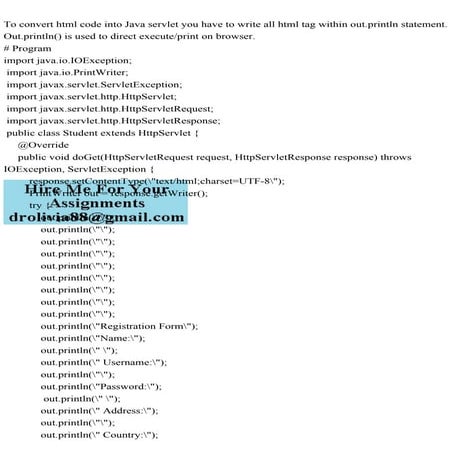 To Convert Html Code Into Java Servlet You Have To Write All Html Tapdf