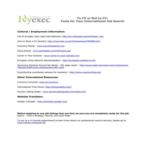 To Cv Or Not To Cv Handout Online Resources Pdf