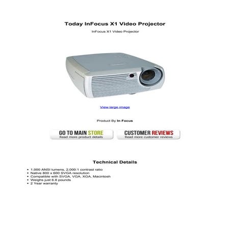 Today in focus x1 video projector | PDF