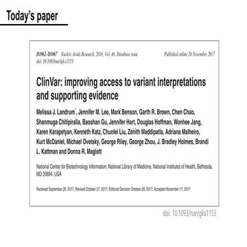 What is ClinVar? A database for variant interpretation! [Today's paper ...
