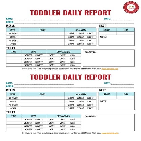 Toileting And Diaper Log Printables