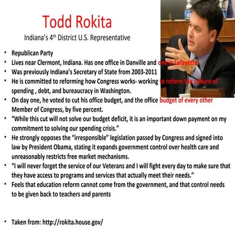 Todd Rokita Indiana's 4th District US Representative | PPT