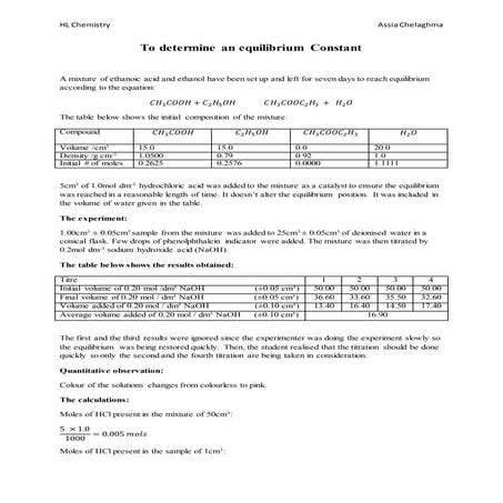 IB IA Chemistry HL Lab | DOCX