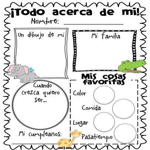 Todo sobre mi: mi dibujo, mi familia, mis cosas favoritas... | PDF
