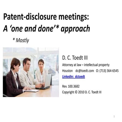 Toedt one and done inventor interview approach 100.3682