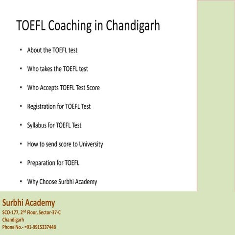 Overview of the toefl ibt | PPT