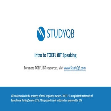 TOEFL iBT Speaking information | PDF | Educational Assessment | Education
