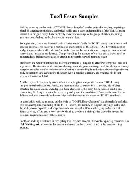 Toefl Sample Essay | PDF