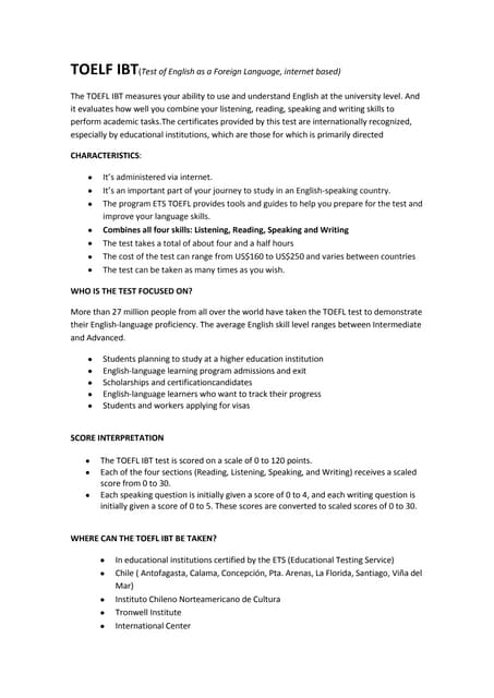 Certificat de TOEFL | PDF