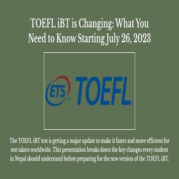 TOEFL iBT Changes 2023: What Nepali Students Need to Know. | PDF