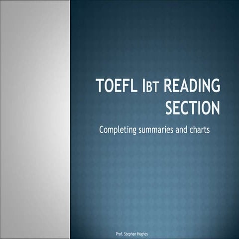 Toefl ibt reading section summaries and charts.ppt