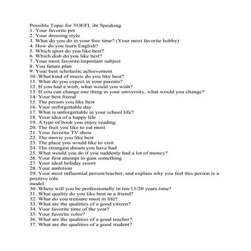 Toefl ibt speaking | DOCX