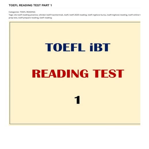 Toefl reading test 1 | PDF