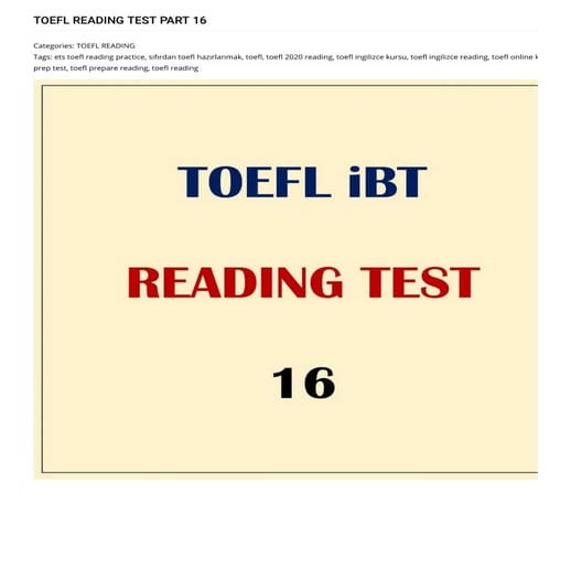 Toefl reading test 16 | PDF