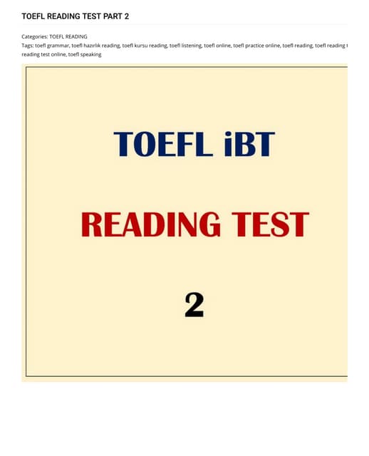 Toefl reading test 1 | PDF