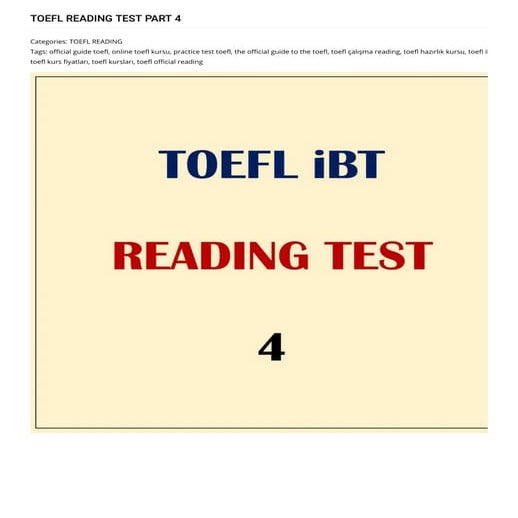 Toefl reading test 4 | PDF