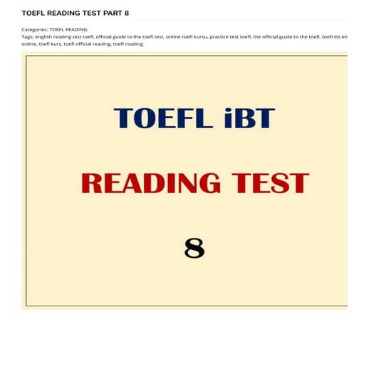 Toefl reading test 8 | PDF