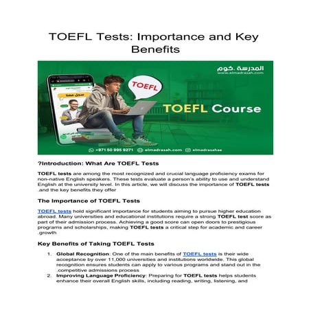 TOEFL Tests_ Importance and Key Benefits.pdf | Standardized Testing ...