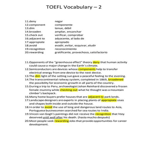 Toefl vocabulary 2 | DOCX | Geography | Science