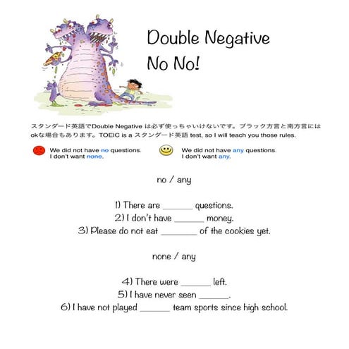 Toeic grammar double negative | PDF