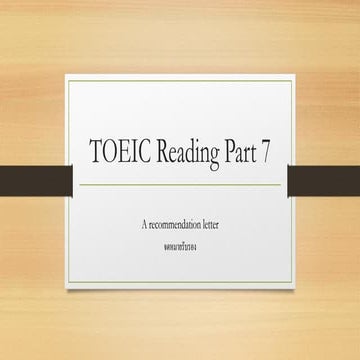 Toeic reading part 7 recommendation | PDF