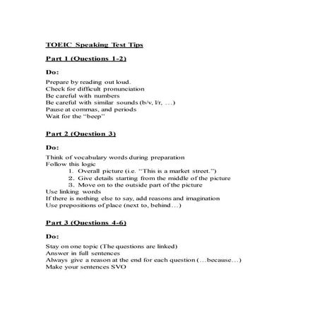 Toeic speaking test tips | DOC