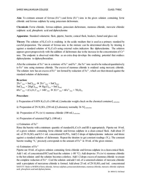 Preparation of prussian blue, fe4[fe(cn)6]3 | PPT
