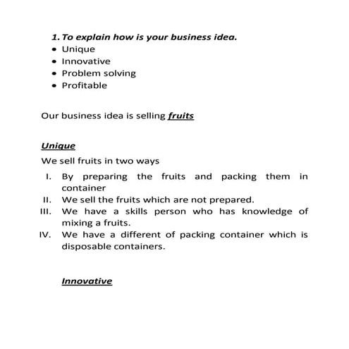 To explain how is your business idea | DOCX