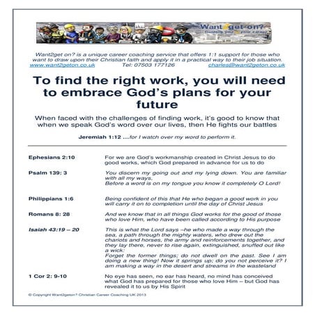To find the right work, you will need to embrace god’s plans for your ...