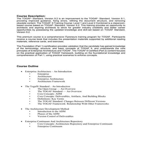 Togaf course content | PDF