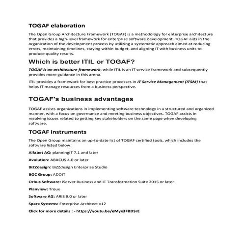 SABSA - TOGAF Integration White Paper | PDF