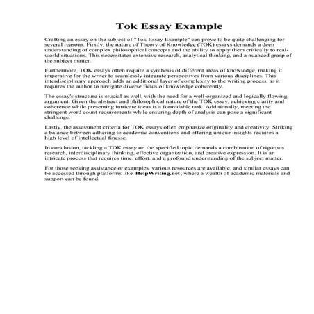 Tok Essay Example. Tok Essay Examples Free TOK Essay Example | PDF