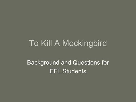Introduction for to kill a mockingbird | PPT
