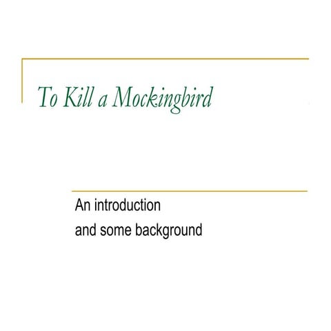 To kill a mockingbird background | PPT