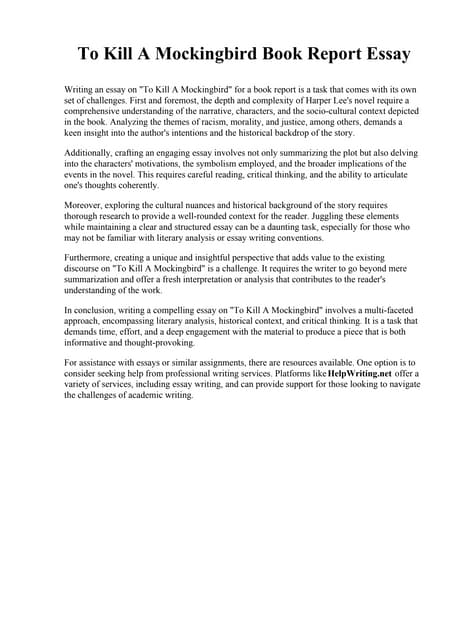 Essay To Kill A Mockingbird | PDF | Fiction | Books and Literature