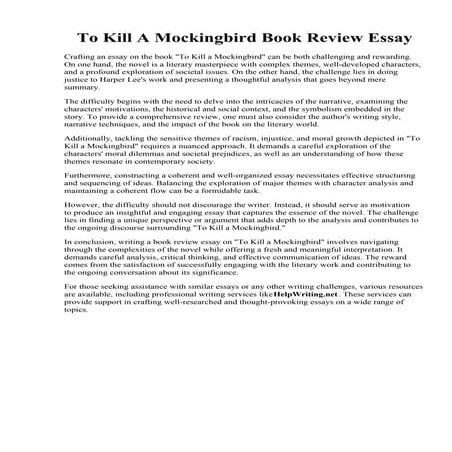 To Kill A Mockingbird Book Review Essay.pdf
