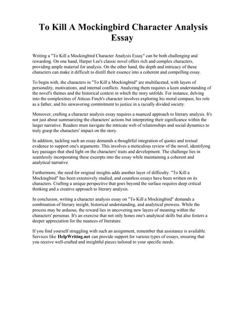 To Kill A Mockingbird Critical Essay | PDF