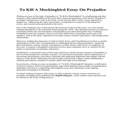 To Kill A Mockingbird Essay On Prejudice.pdf