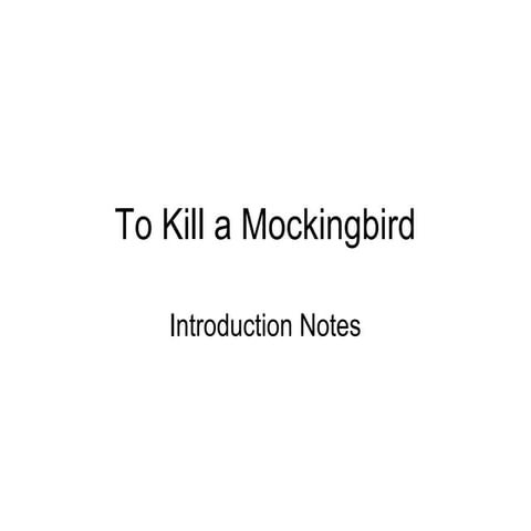 To kill a mockingbird intro | PPT