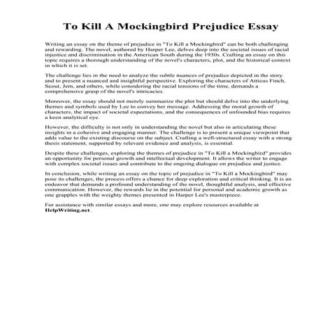 To Kill A Mockingbird Essay On Prejudice.pdf